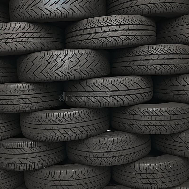 Background Texture Created by Stacked Black Rubber Car Tires Stock ...