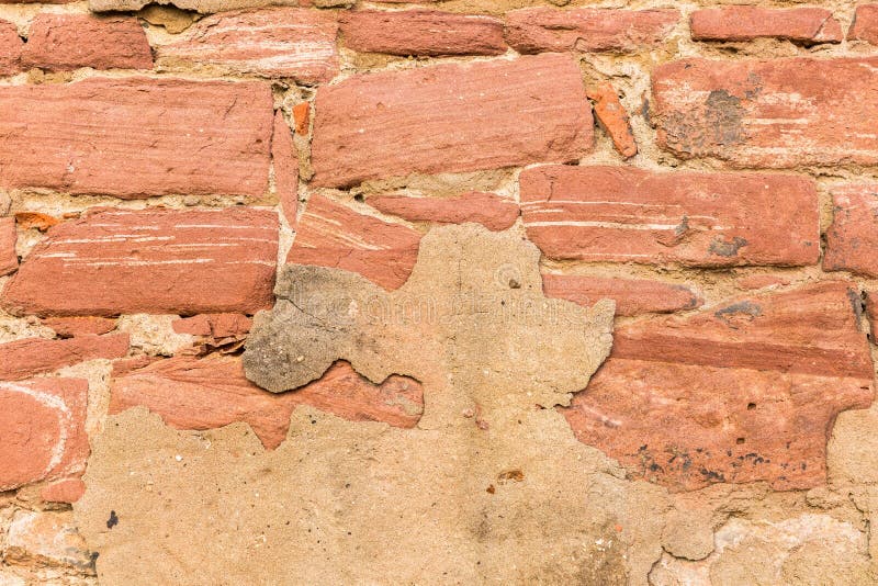 Flaking Plaster on an Old Brick Wall Stock Image - Image of broken ...