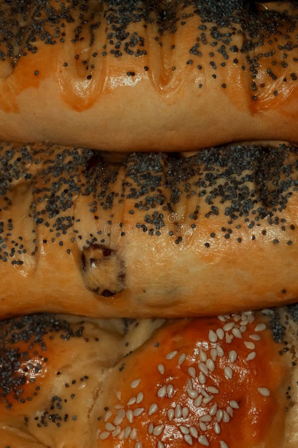 Texture of Buns with Sesame Seeds Stock Image - Image of healthy ...