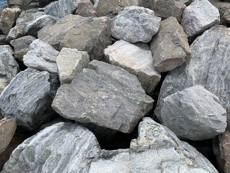 Background Texture: Many Large Stones of Different Shapes. a Pile of ...