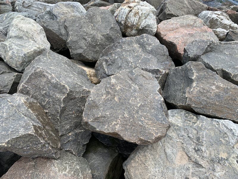Background Texture: Many Large Stones of Different Shapes. a Pile of ...