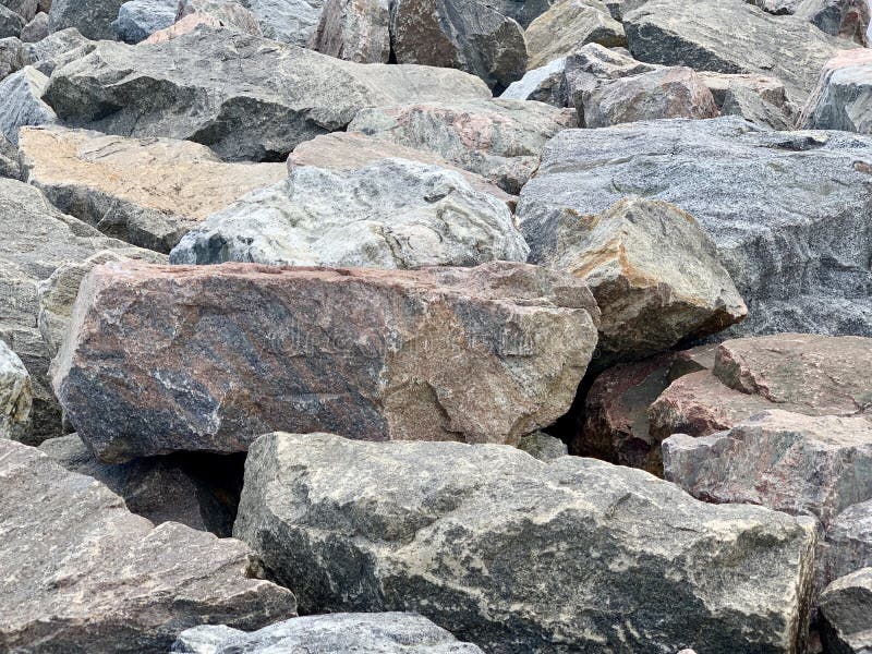 Background Texture: Many Large Stones of Different Shapes. a Pile of ...