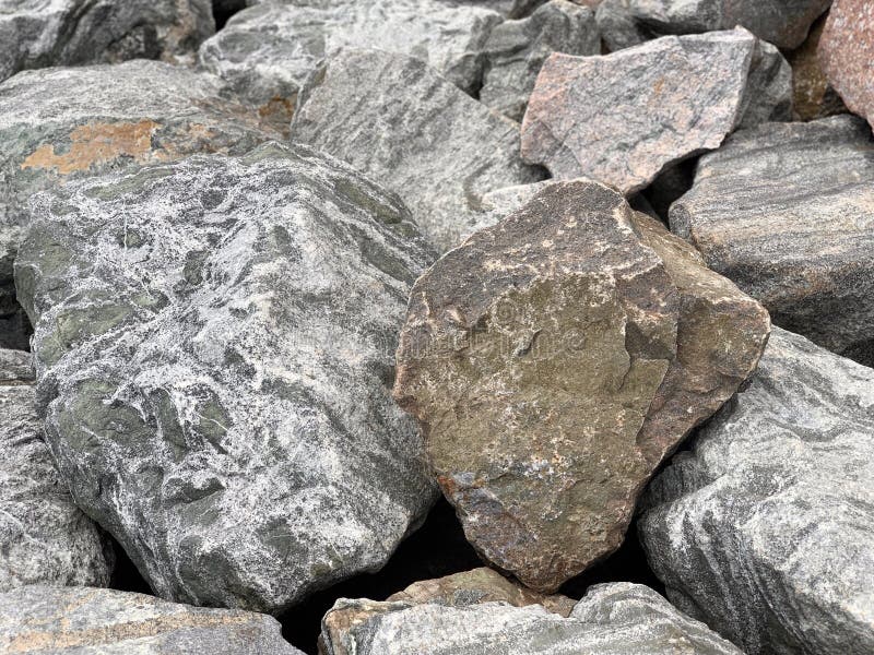Background Texture: Many Large Stones of Different Shapes. a Pile of ...