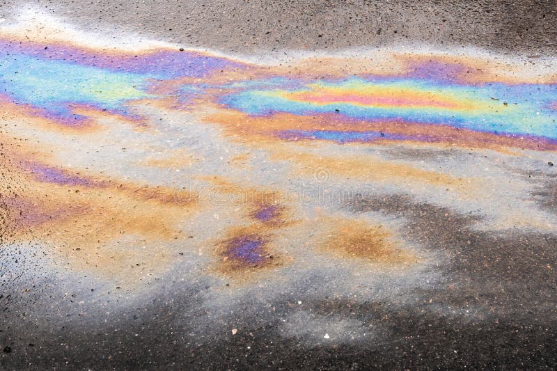Background Texture of Oil Spill on Dark Asphalt, Parking Lot Stock ...