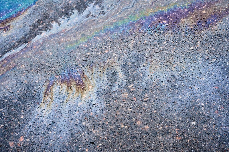Background Texture of Oil Spill on Dark Asphalt, Parking Lot Stock ...