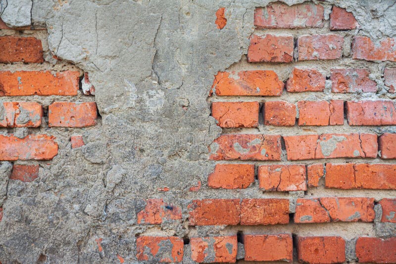 Background from the Texture of an Old Brick Wall with Ruined Concrete ...
