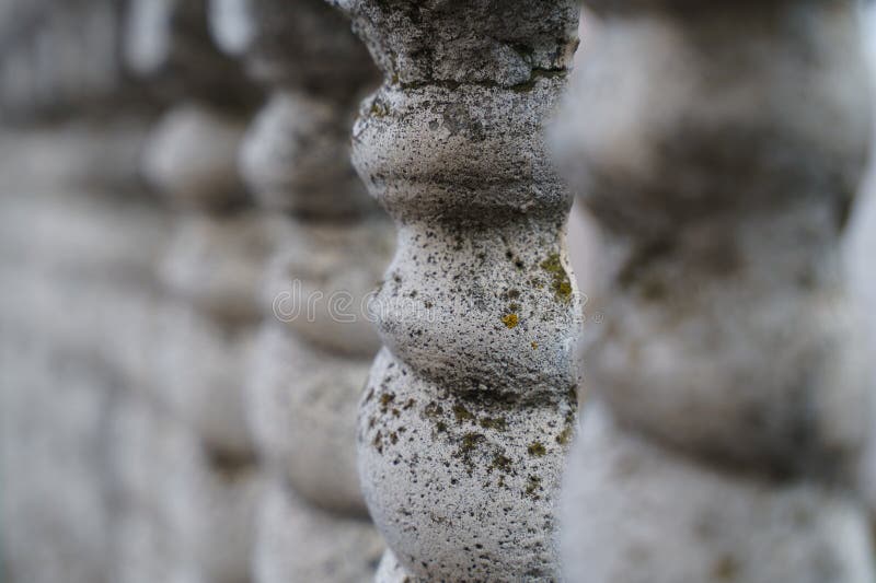 Background Texture of an Old Gray Concrete Fence with Patterned Posts ...