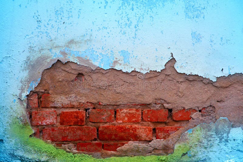 Background Texture of Old Wall with Peeling Plaster and Sticking Out of ...