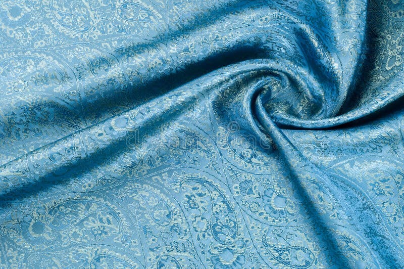 Background Texture, Pattern. Blue Paisley Silk Chiffon Mod Fabric by ...