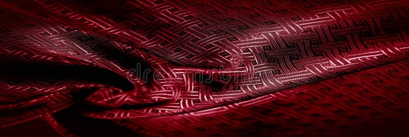 Background Texture, Pattern. Red Silk Fabric with a Small Checkered ...