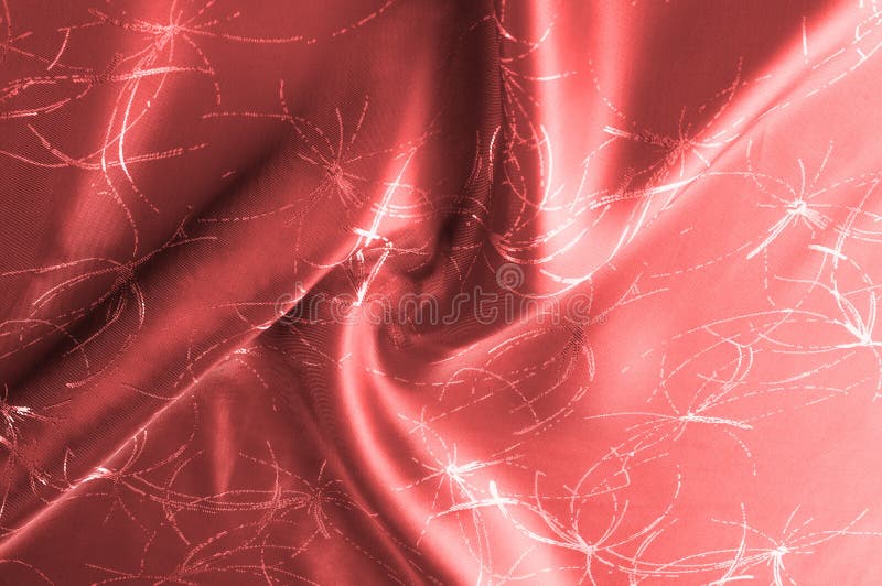 Background Texture, Pattern. Silk Fabric is Red with a Pattern Stock ...
