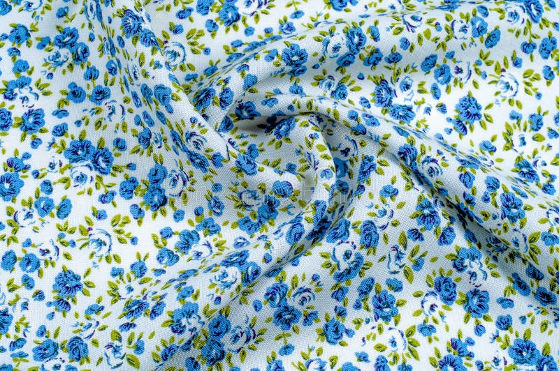 Background Texture, Pattern. Thin Cotton Fabric with Small Blue Stock ...