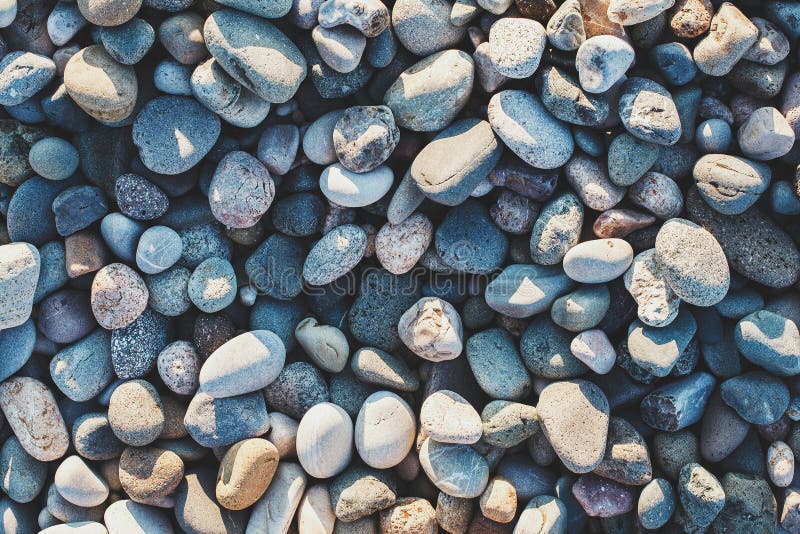 Background Texture Pebble Beach Stones in Sunlight Close-up, Top View ...