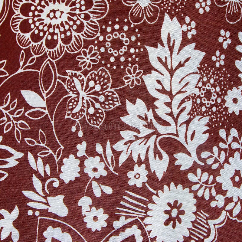 Beautiful Red Fabric With Floral Pattern And Textile Texture Background ...