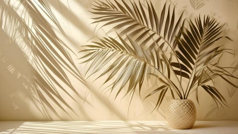 Background Texture: Reflection of Palm Tree Branches. Shadows of Palm ...