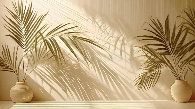 Background Texture: Reflection of Palm Tree Branches. Shadows of Palm ...