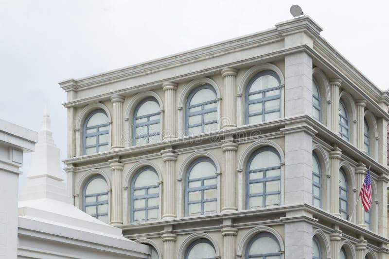 Background and Texture of the Retro Style Building. Stock Image - Image ...