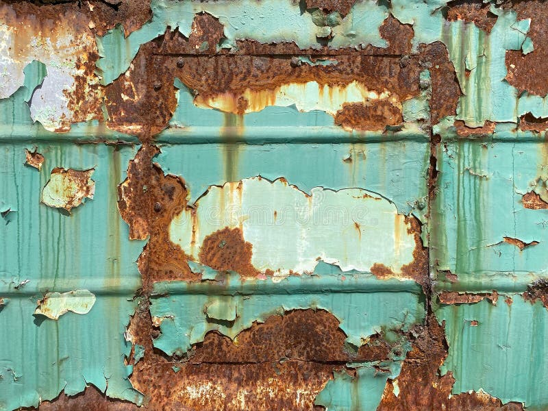 Background Texture of Scratched Rusted Steel with Peeling Paint Stock ...