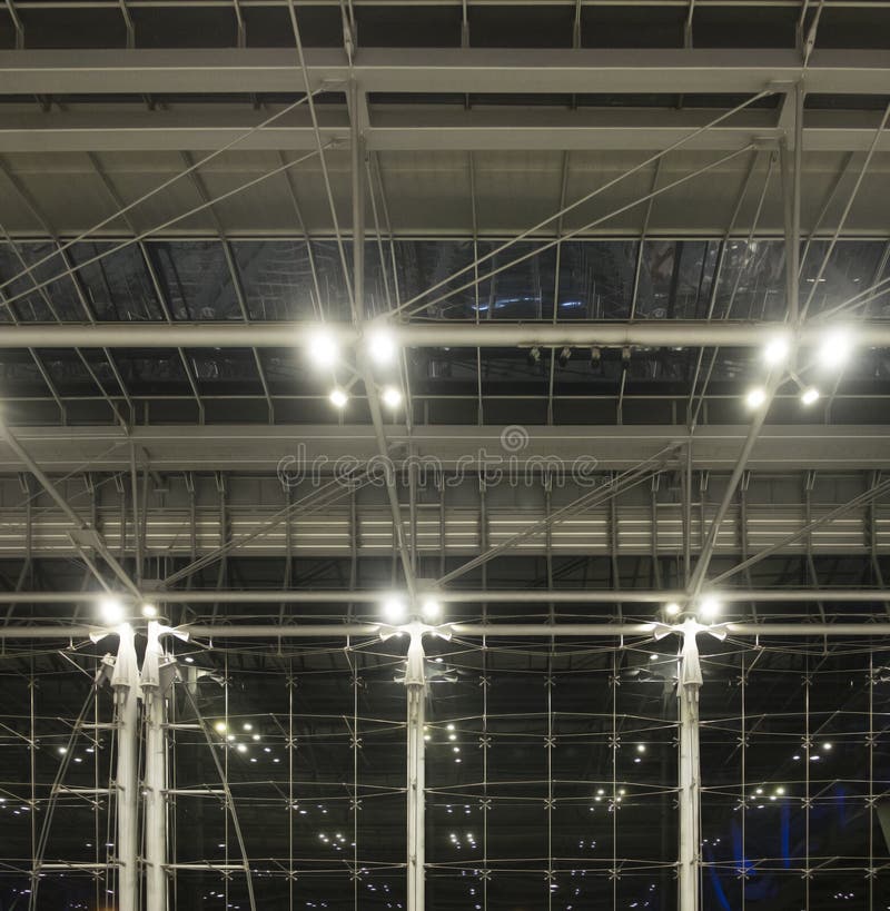 Background and Texture of Steel Structures and Light Bulb. Stock Photo ...
