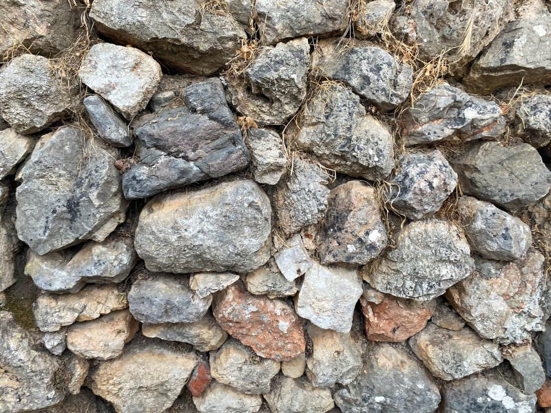 Background, Texture, Stone Wall of Round Stones Cobblestones Bricks ...