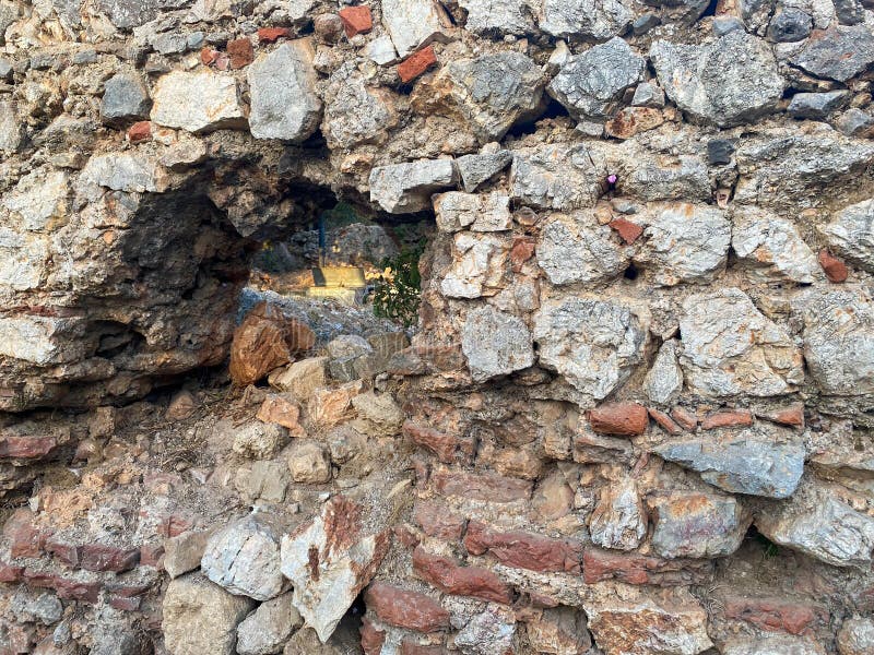 Background, Texture, Stone Wall of Round Stones Cobblestones Bricks ...