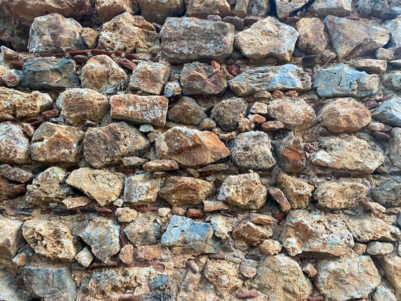 Background, Texture, Stone Wall of Round Stones Cobblestones Bricks ...