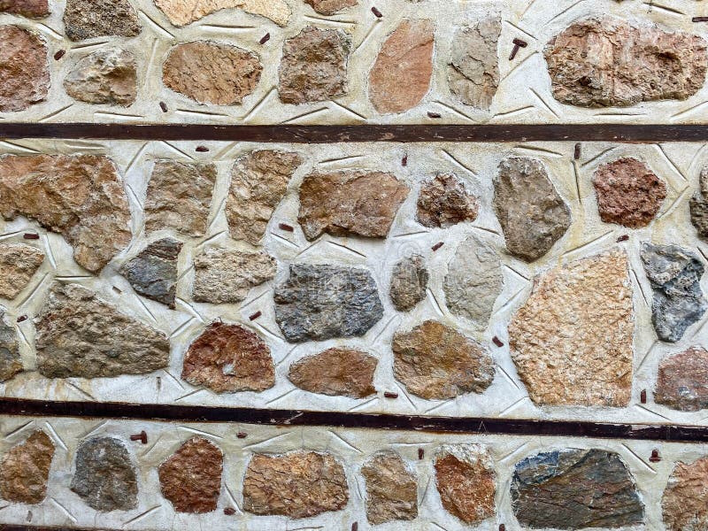 Background, Texture, Stone Wall of Round Stones Cobblestones Bricks ...