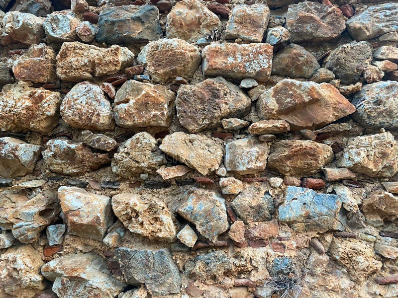 Background, Texture, Stone Wall of Round Stones Cobblestones Bricks ...