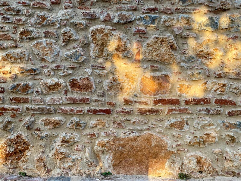 Background, Texture, Stone Wall of Round Stones Cobblestones Bricks ...