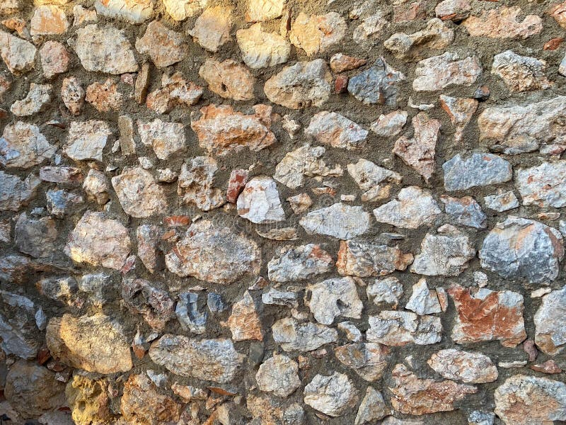 Background, Texture, Stone Wall of Round Stones Cobblestones Bricks ...