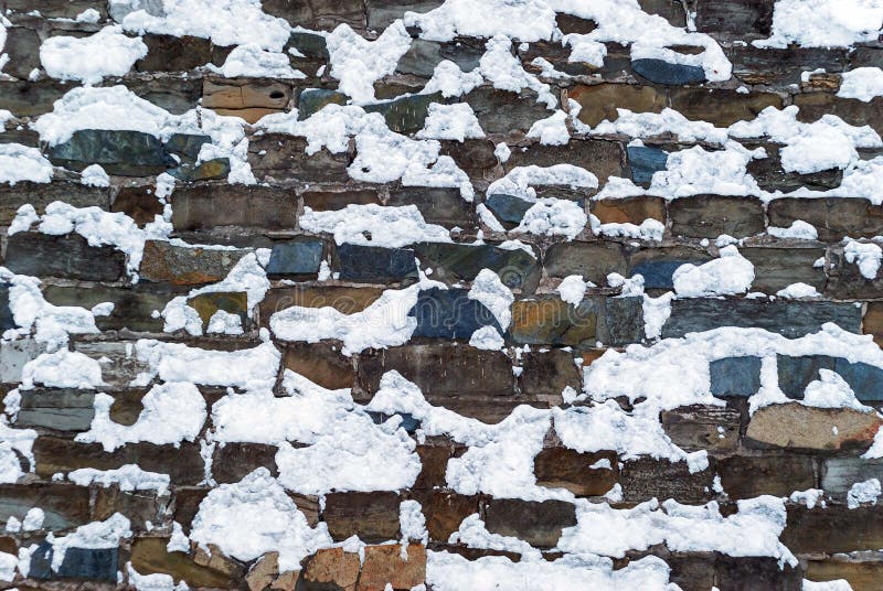 Snowy stonework stock image. Image of natural, stone - 132574675