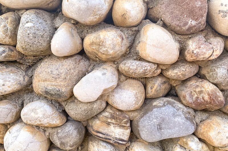 Background, Texture, Wall of Round Natural Stone Stock Photo - Image of ...