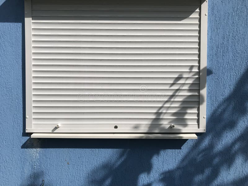 Background Texture of a White Closed Plastic Window with a Rollet on a ...