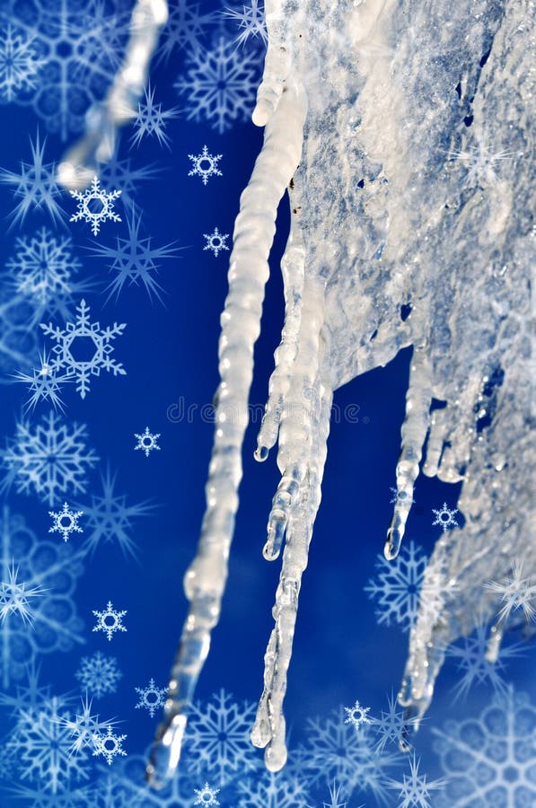 Background Texture Winter Icicles and Snowflakes Stock Photo - Image of ...