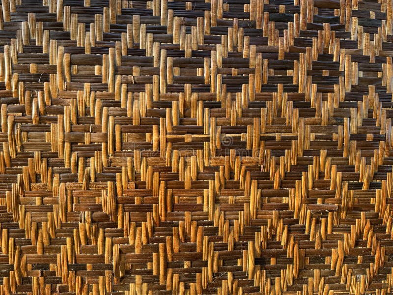 Woven Bamboo with Diamond Pattern on a Wall. Stock Image - Image of ...