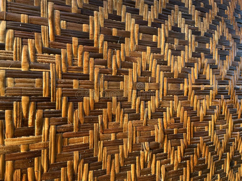Woven Bamboo with Diamond Pattern on a Wall. Stock Photo - Image of ...