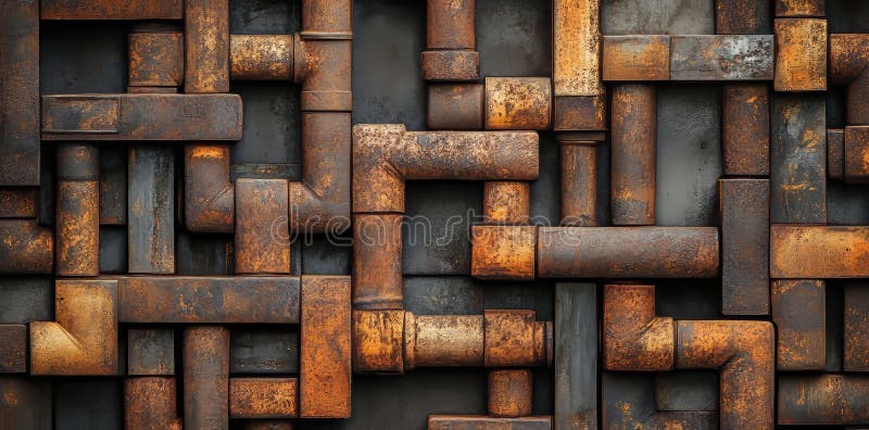 Background of Textured Rustic Metal Grid Composed of Old Pipes and Bars ...