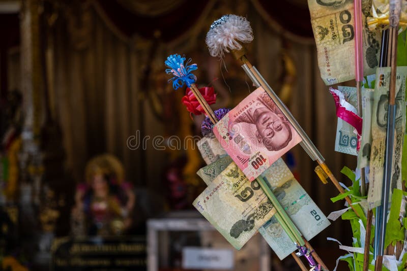 Background of Thai Baht Notes Decorated on the Money Tree for Buddhist ...