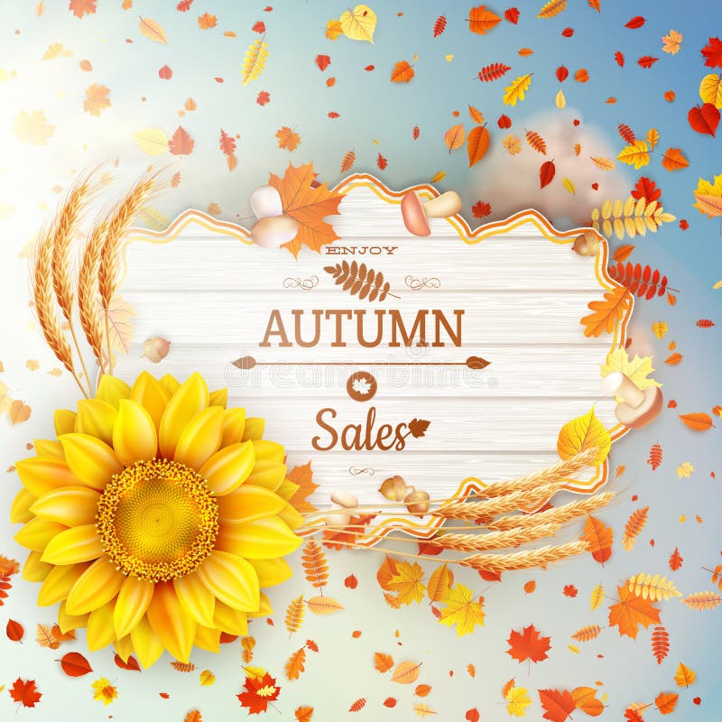Background on a Theme of Autumn. Sale Stock Vector - Illustration of ...