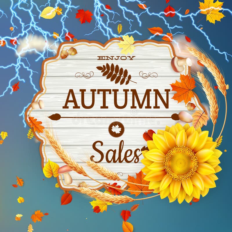 Background on a Theme of Autumn. Sale Stock Vector - Illustration of ...