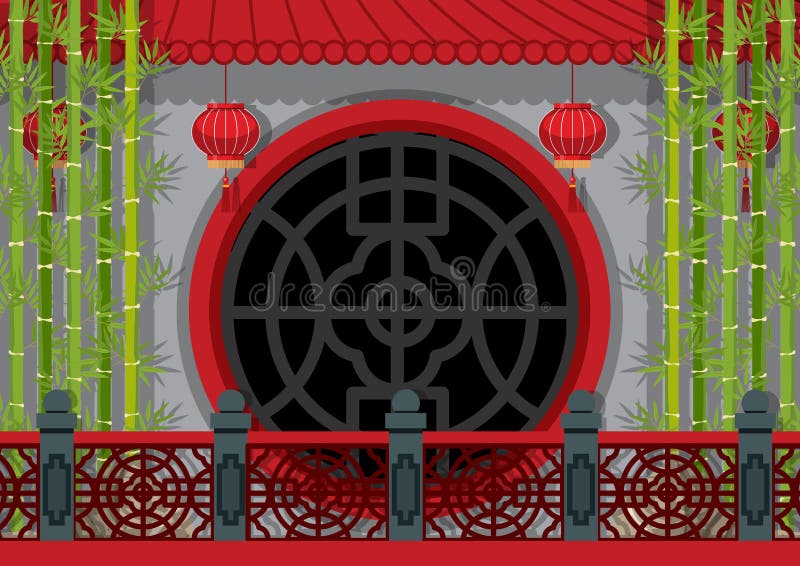 Chinese Theme Background with Temple Buildings Stock Vector ...