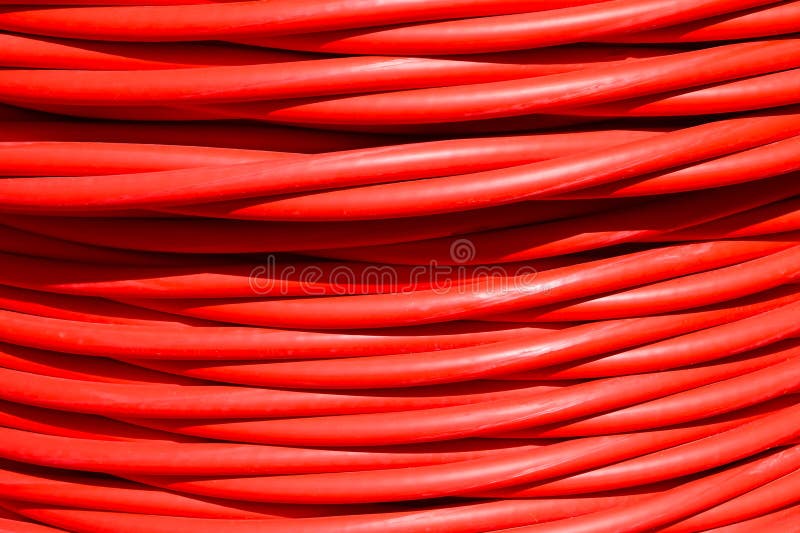 Red Cable Used for High Voltage Power Transmission from a Power Plant ...
