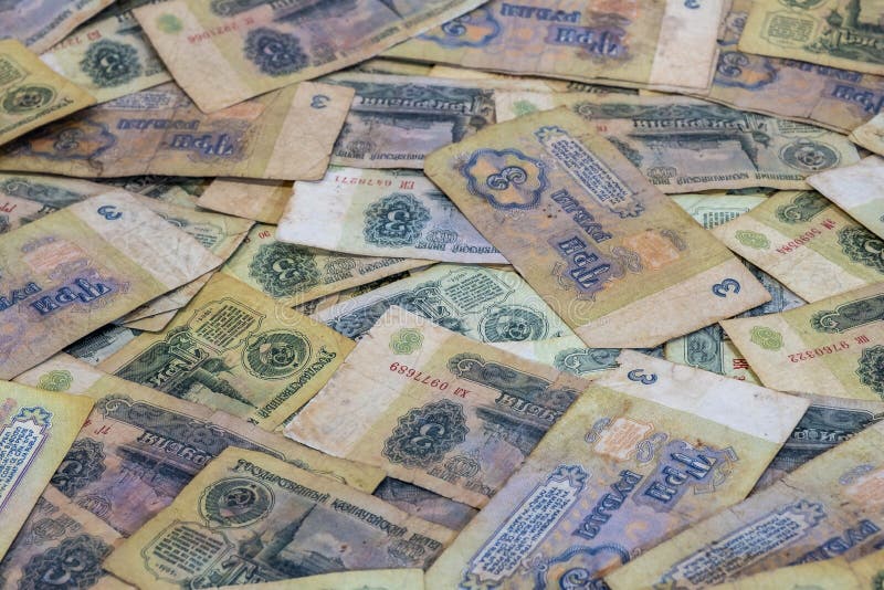 Background from Three-ruble Banknotes of Soviet Money of the 1961 ...