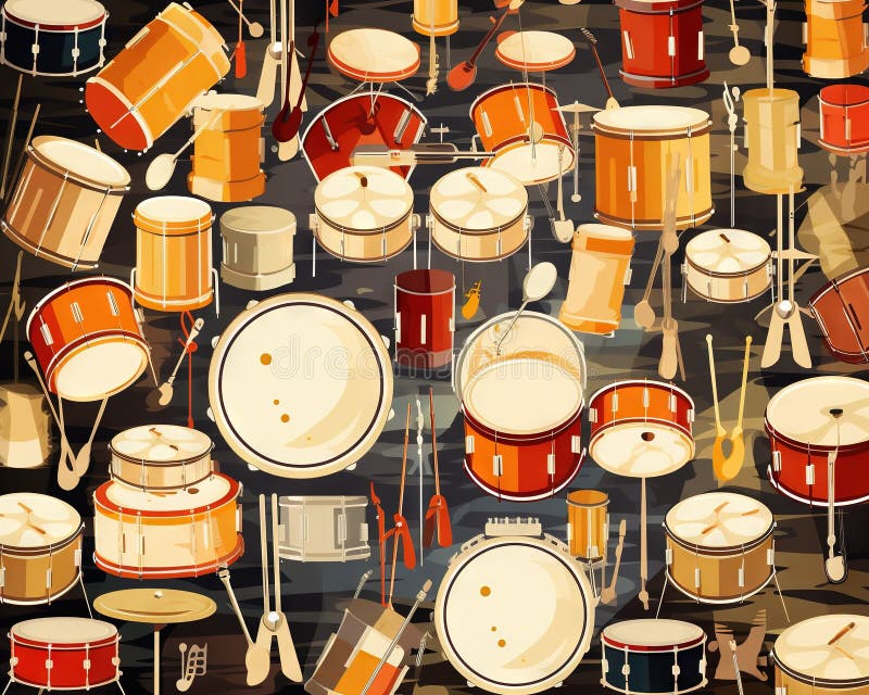 Background Tile with a Music Theme of Percussion. Stock Illustration ...