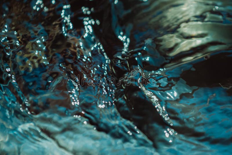 Background of Time Stopped Water on Blue and Green Tones with Copy ...