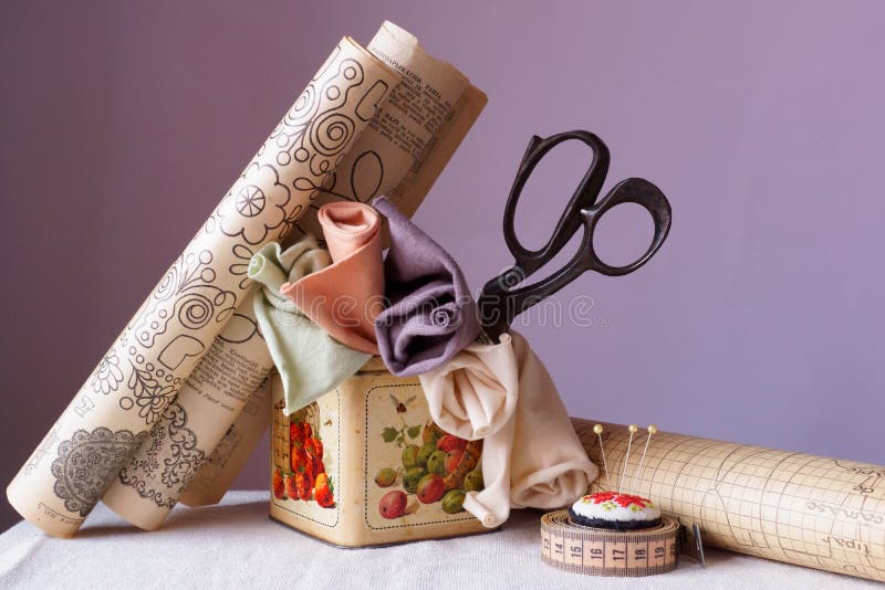 Background with Tools and Accessories for Tailoring and Manual Sewing ...
