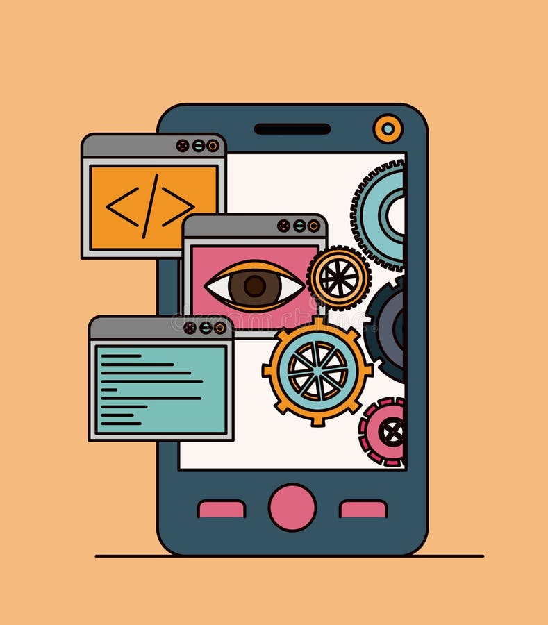 Background with Tools Apps in Smartphone Stock Vector - Illustration of ...