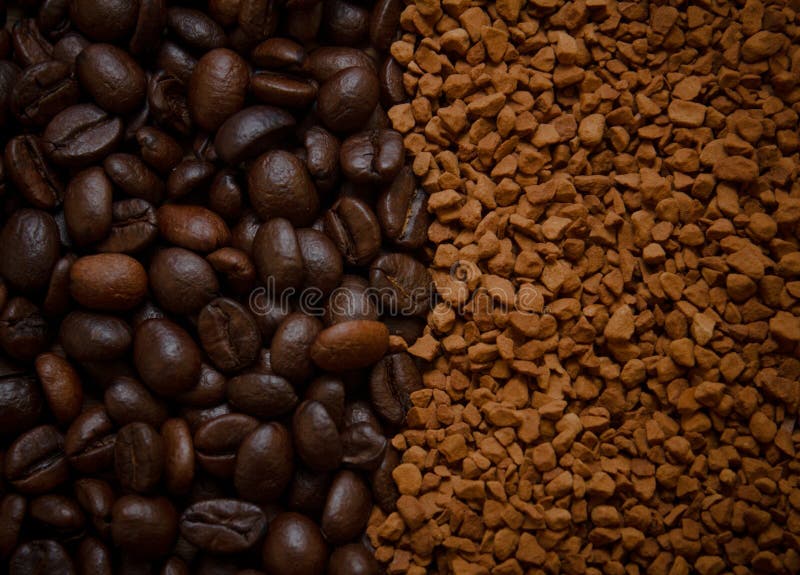 Background, Top View. Combination of Textures of Granulated Coffee and ...