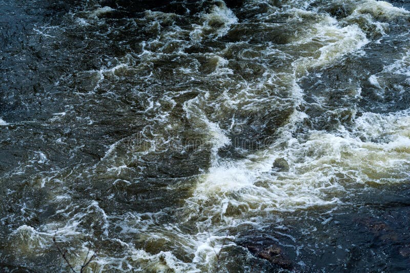 Background, Top View, Rapid Flow of the River with Dark Blue Water and ...