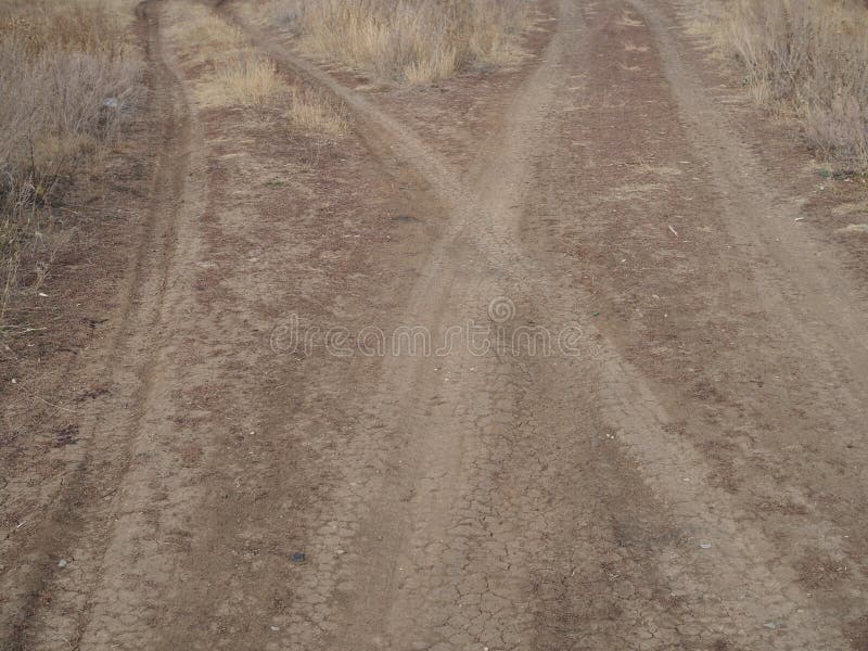 Background Traces Wheel Vehicles on the Road Surface Clay Roadbed Stock ...